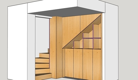 [Plan] Escalier double quart tournant et son placard par Boris Beaulant sur L'Air du Bois