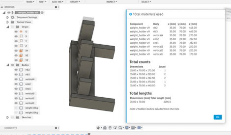 Fusion 360 parts list sur L'Air du Bois