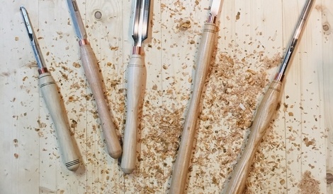 Tournage de manches de gouges par boask sur L'Air du Bois